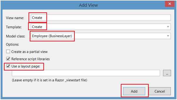 CRUD Operations in MVC Using Business Layer and Scaffolding